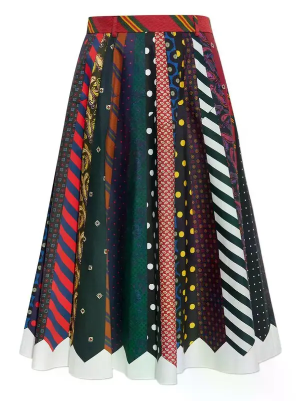 Moschino Tie-pattern Pleated Midi Skirt - 1888