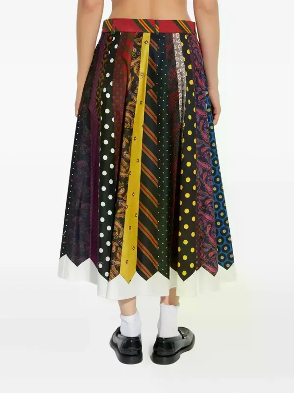 Moschino Tie-pattern Pleated Midi Skirt - 1888