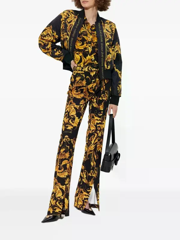 Versace Barocco-print Split-hem Trousers