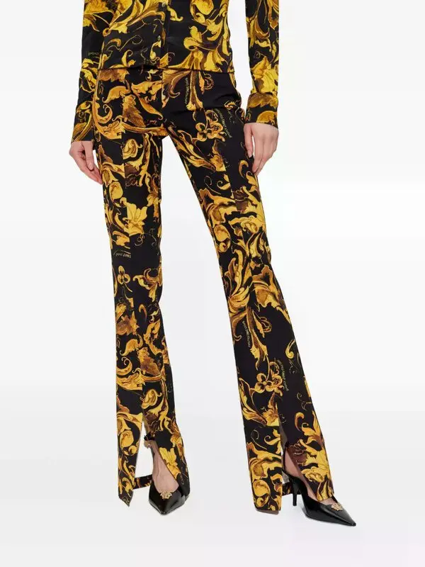 Versace Barocco-print Split-hem Trousers
