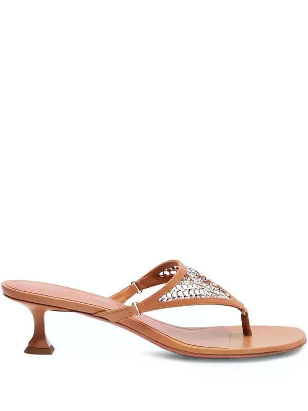 Amina Muaddi 45mm Cameron Crystal-embellished Leather Sandals