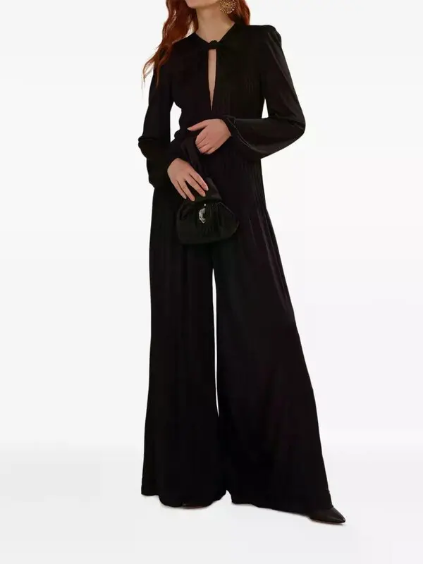 Farm Rio Pleated Keyhole Jumpsuit - Black