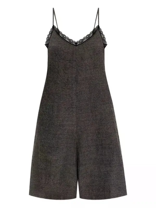 R13 Lace-trimmed Wool Playsuit - Grey