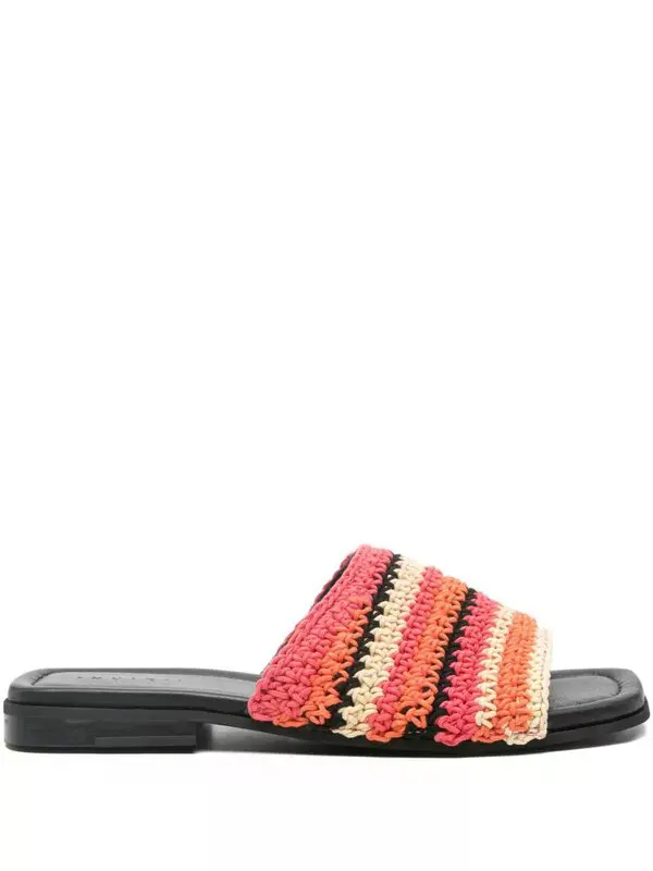 Inuikii Striped Crochet Flat Sandals - Red
