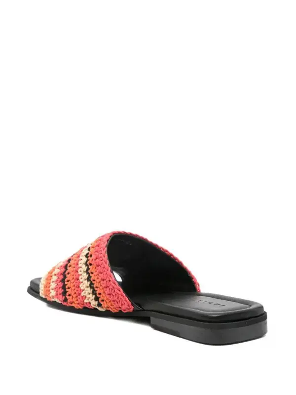 Inuikii Striped Crochet Flat Sandals - Red