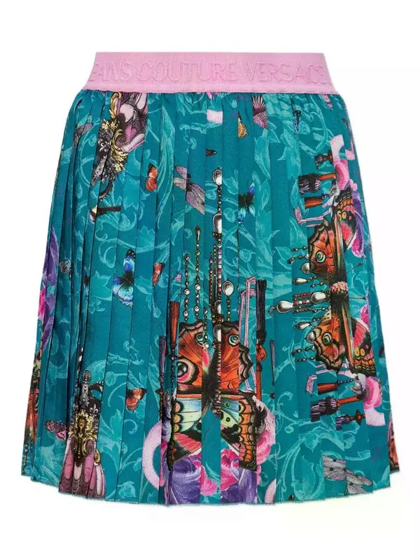 Versace Pleated Printed Skirt