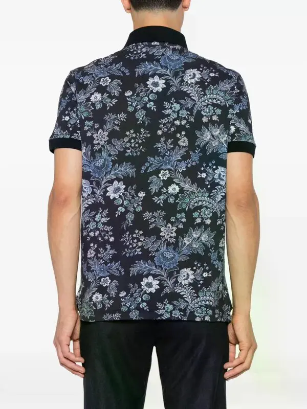 Etro Floral-print Polo Shirt - Blue