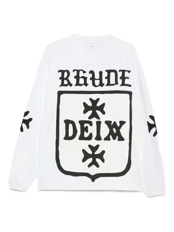 Rhude Logo-print Long-sleeve Sweatshirt - White