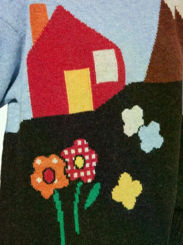 Moschino Landscape-print Wool Sweater - Blue
