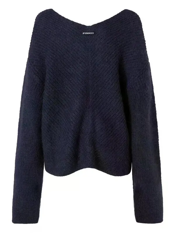 Pinko Herringbone-pattern V-neck Jumper
