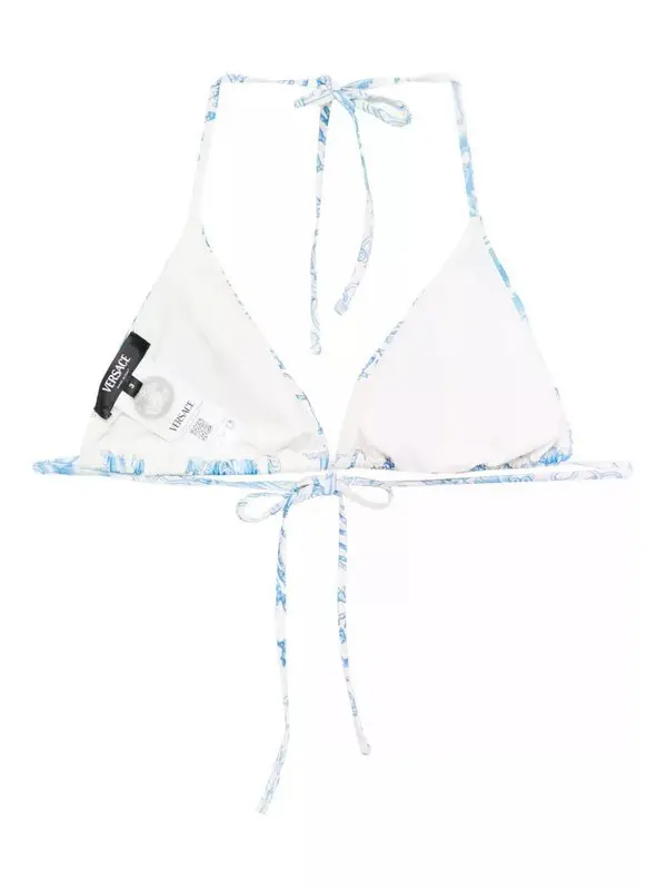 Versace Graphic-print Triangle Bikini Top - White
