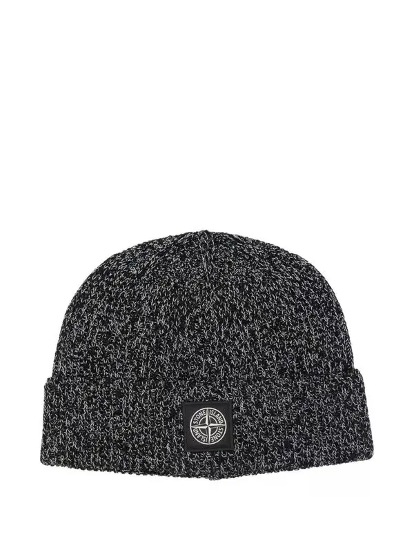 Stone Island Logo-patch Beanie - Black