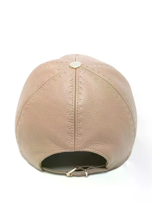 Max Mara Debossed Logo Leather Cap - Neutrals