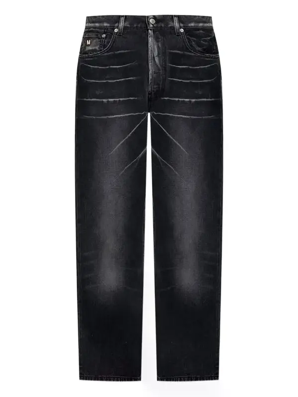 Moschino Logo-plaque Faded-wash Jeans