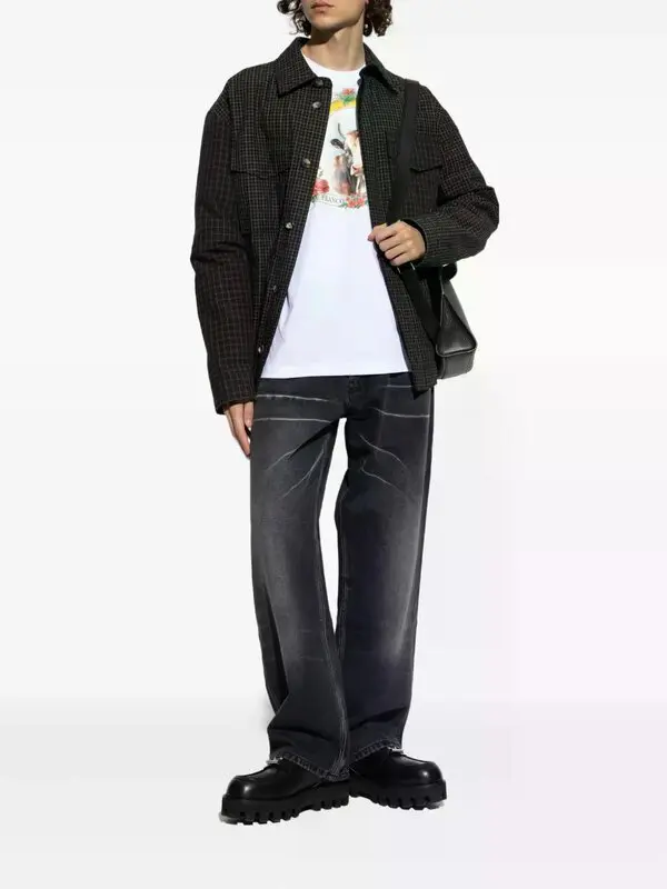Moschino Logo-plaque Faded-wash Jeans