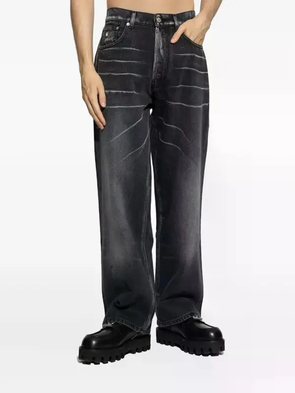 Moschino Logo-plaque Faded-wash Jeans