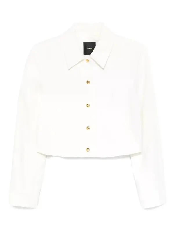 Pinko Cropped Buttoned Jacket - White
