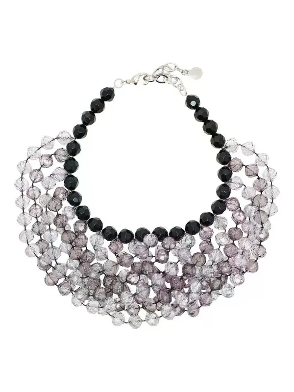 Emporio Armani Crystal-faceted Beaded Necklace - Silver