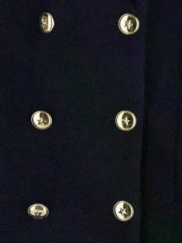 Pinko Double-breasted Coat With Embellished Cuffs - Blue