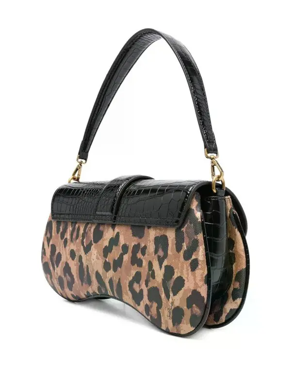 Just Cavalli Leopard-print Shoulder Bag With Snake Buckle