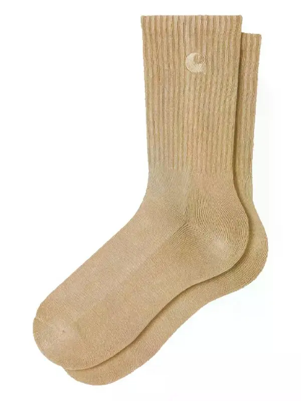 Carhartt Work In Progress Hudson Logo-embroidered Ribbed Crew Socks - Brown