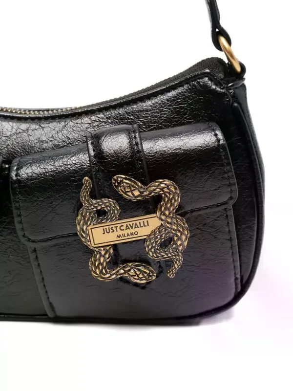 Just Cavalli Snake-buckle Shoulder Bag - Black