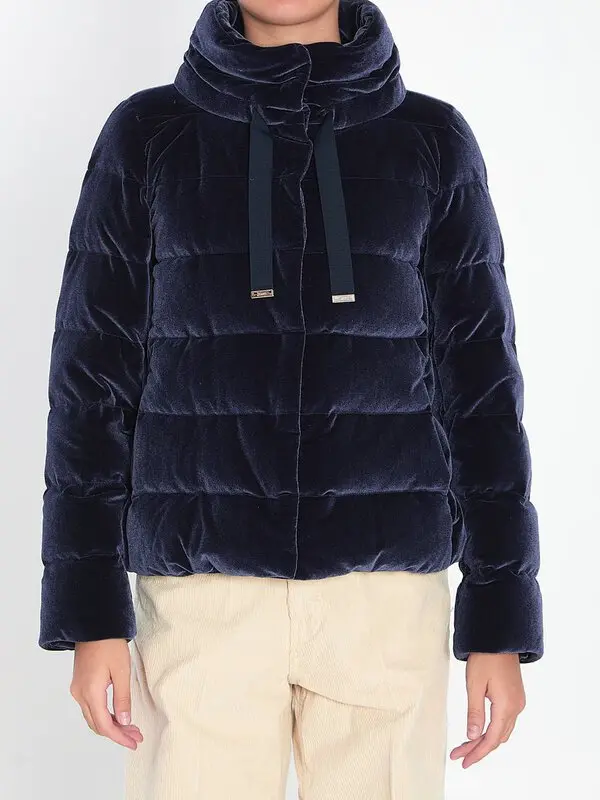 Herno Velvet-effect Padded Jacket - Blue