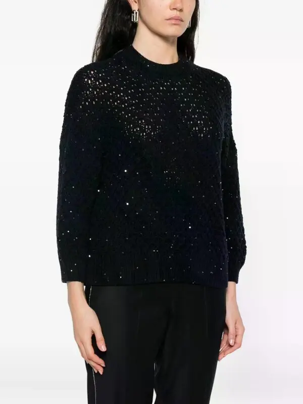 Peserico Sequin-embellished Wool Sweater - Blue