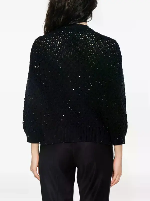 Peserico Sequin-embellished Wool Sweater - Blue