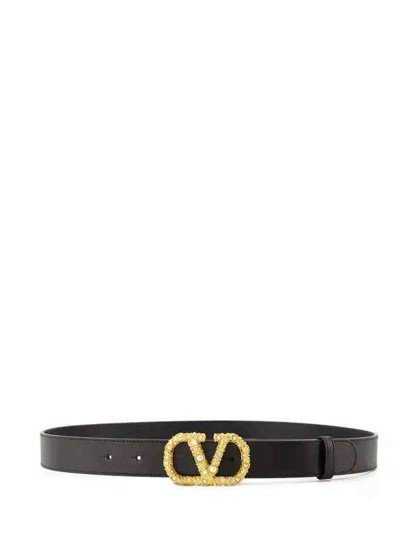 Valentino Garavani Vlogo Leather Belt - Black