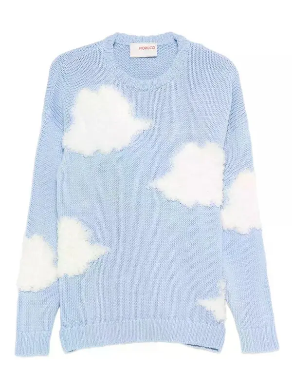 Fiorucci Cloud Appliqué Wool Sweater - Blue