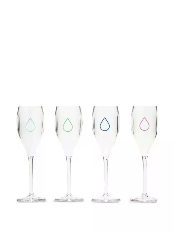 CU I SEEYOU Droplet-logo Wine Glasses - White