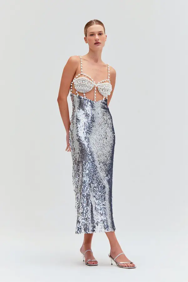 patbo beaded dress Mac Duggal 23042 - Long Embellished Mesh A-line Dress