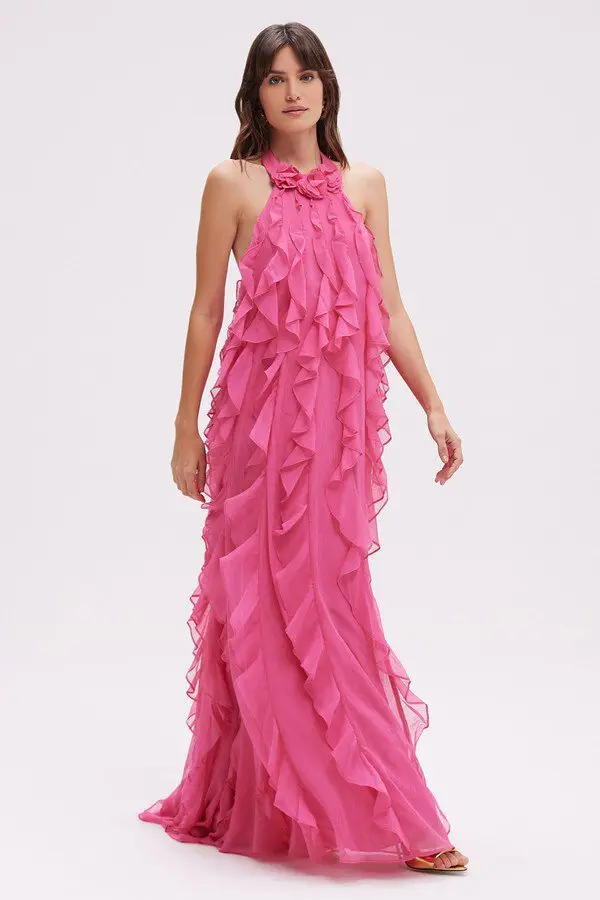 strapless open back dress Hot Pink Cap Sleeve Crossover Top Bardot Wiggle Dress – Pretty Kitty Fashion main image 0