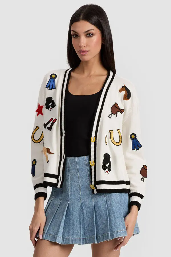 Alice + Olivia Bradley Cardigan - White
