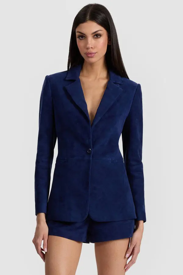 Alice + Olivia Macey Suede Fitted Blazer