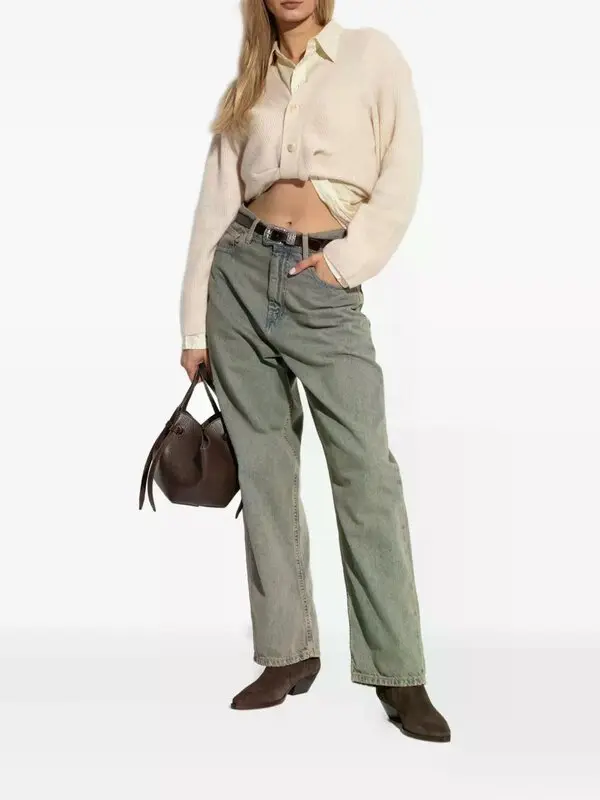 R13 Ribbed Button Cardigan - Neutrals