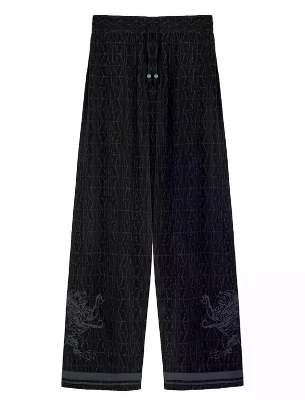 DOMAINE DES ARTISTES Lion-embellished Patterned Trousers - Black