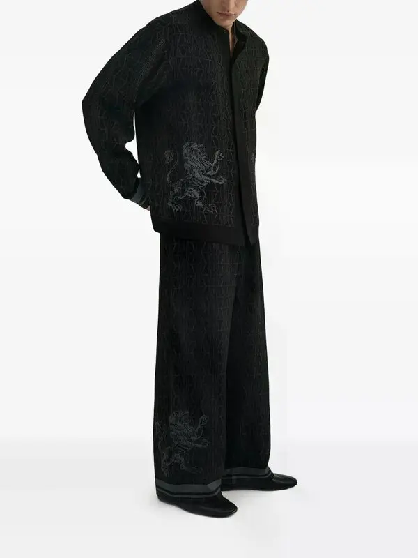 DOMAINE DES ARTISTES Lion-embellished Patterned Trousers - Black
