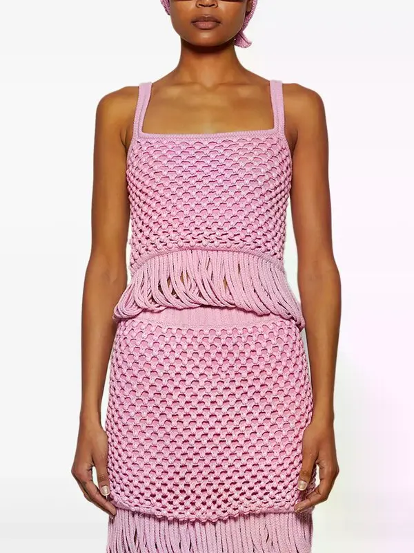 DIOTIMA Loop Fringe Knit-mesh Tank Top