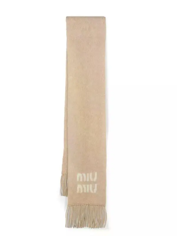 Miu Miu Logo-jacquard Fringed Scarf