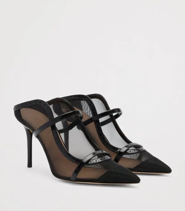 MALONE SOULIERS Mesh Maureen Heeled Mules - Black