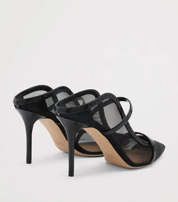 MALONE SOULIERS Mesh Maureen Heeled Mules - Black