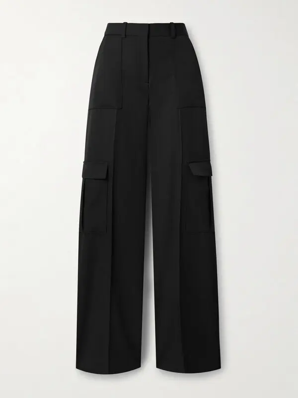 Veronica De Piante Etta Grain De Poudre Wool Wide-leg Pants