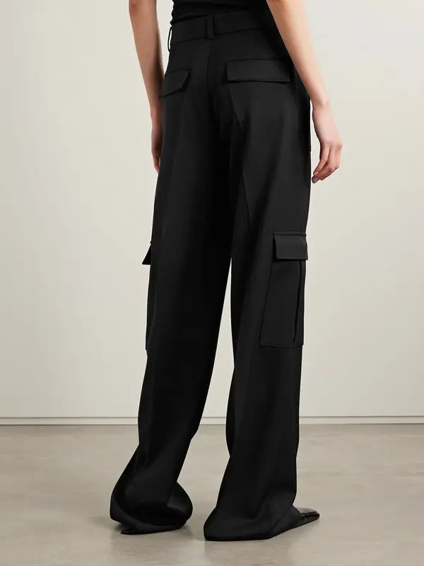 Veronica De Piante Etta Grain De Poudre Wool Wide-leg Pants