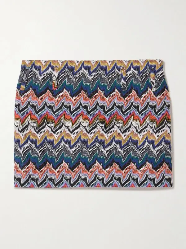 Missoni Striped Metallic Crochet-knit Mini Skirt