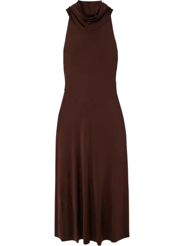 Victoria Beckham Hooded Stretch-jersey Midi Dress - Brown