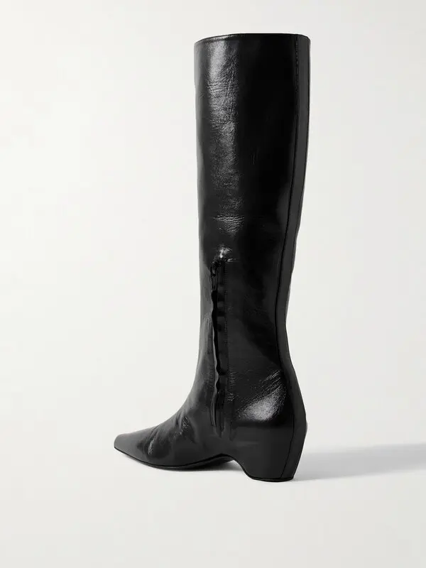 Khaite Sybil Glossed-leather Knee Boots - Black