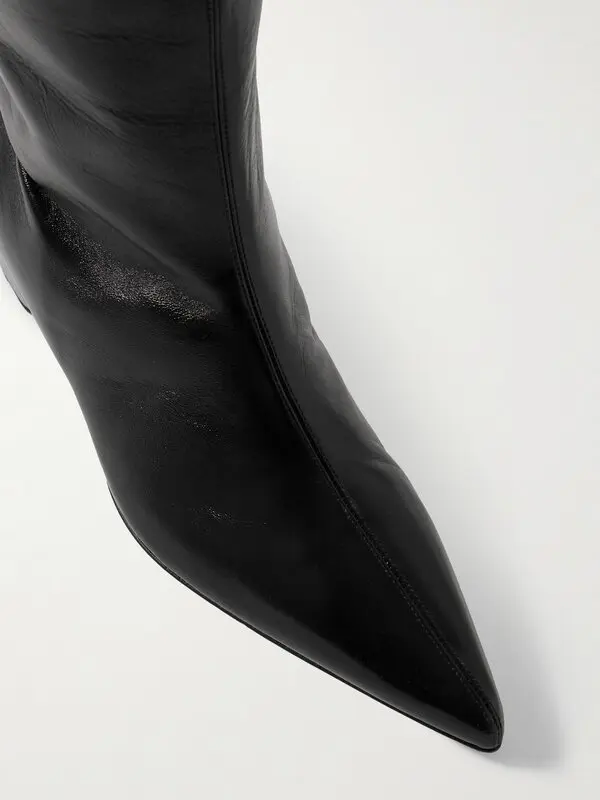 Khaite Sybil Glossed-leather Knee Boots - Black