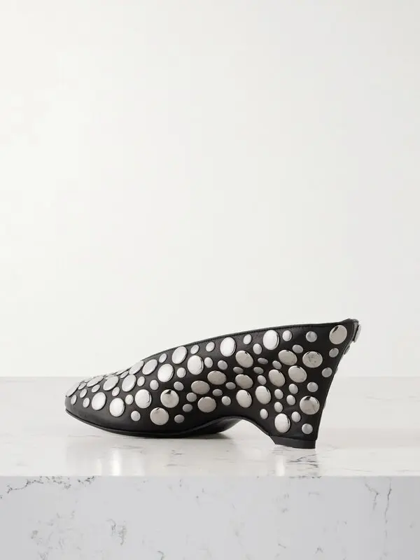 Khaite Cloak Studded Leather Mules - Black